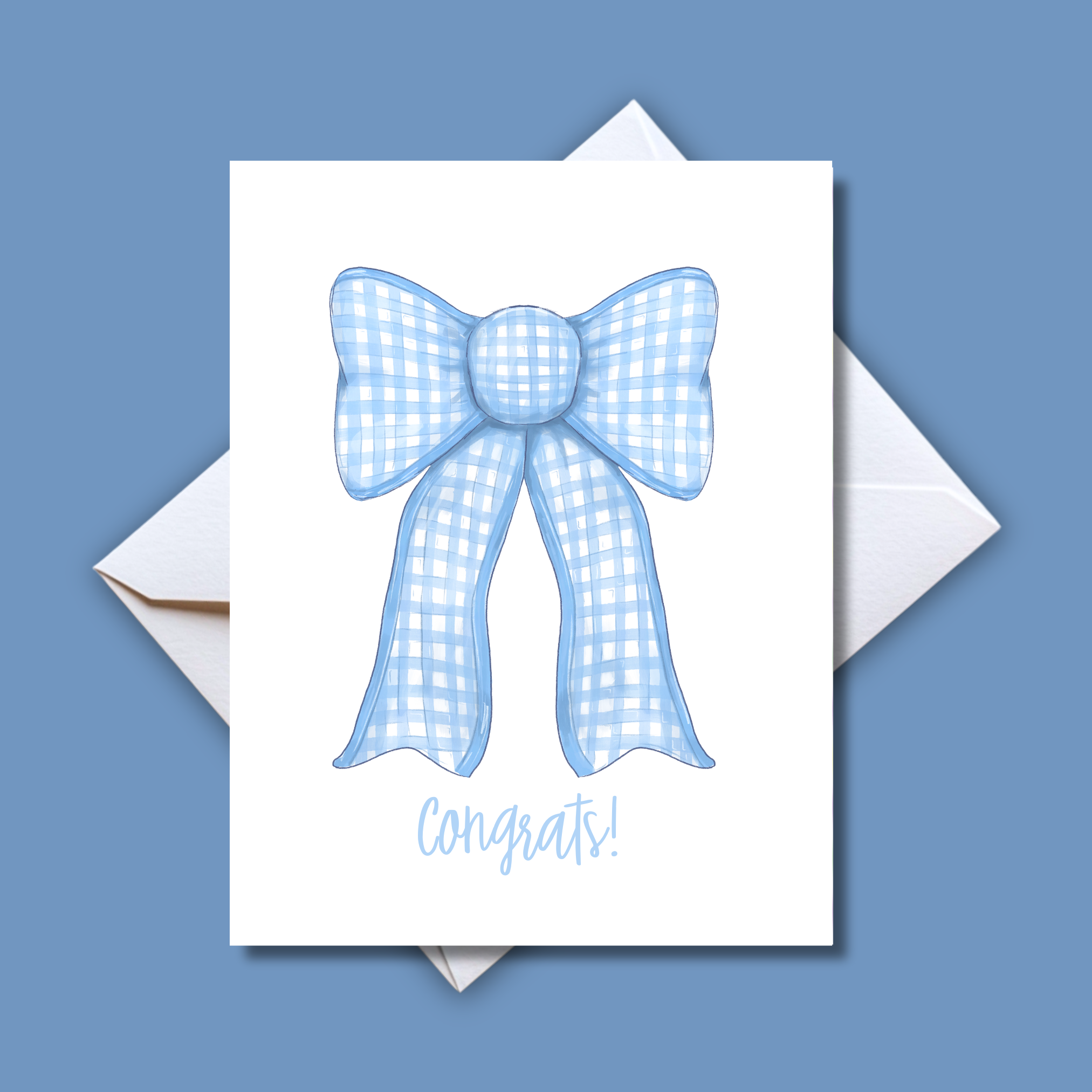 Congrats Blue Bow Card – Home Malone Wholesale